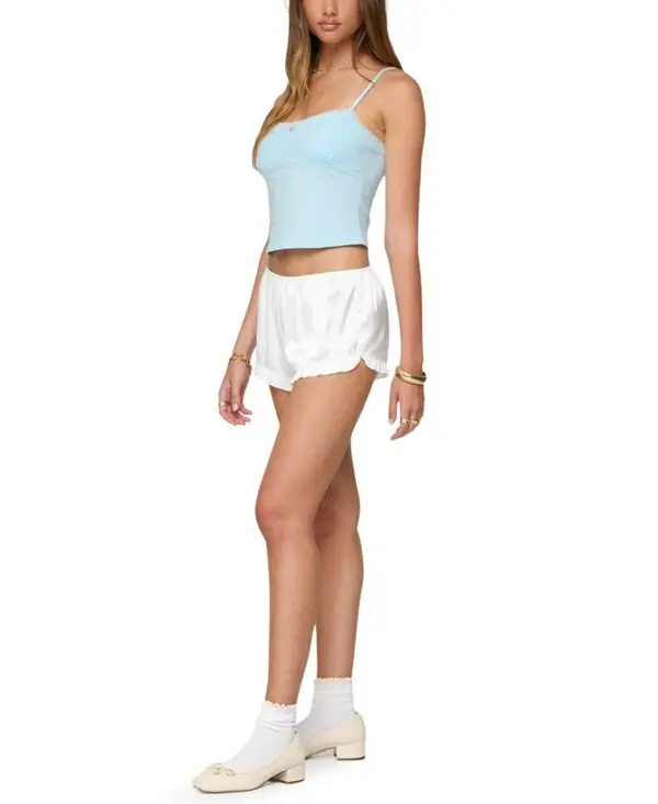 EDIKTED Jovana Lace Trim Tank Top - Light Blue