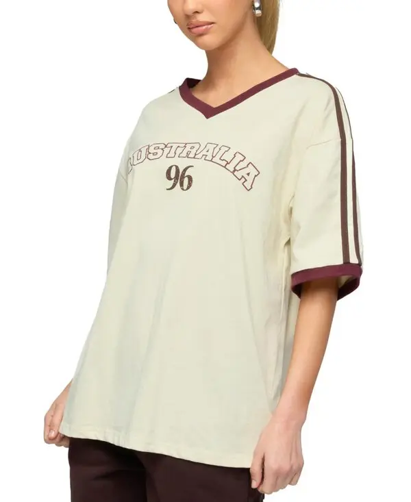 EDIKTED Australia 96 Contrast Oversized T-shirt - Cream