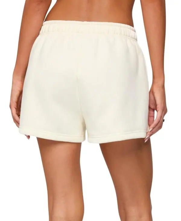 EDIKTED Cherry Babe Sweat Shorts - Cream