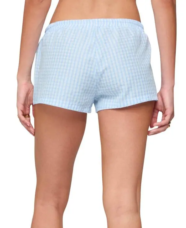 EDIKTED Yaffa Gingham Shorts - Light Blue