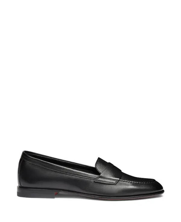 Santoni Leather Penny Loafer - Black