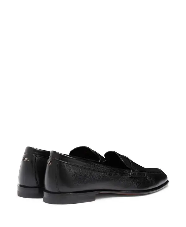 Santoni Leather Penny Loafer - Black