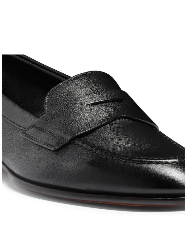 Santoni Leather Penny Loafer - Black