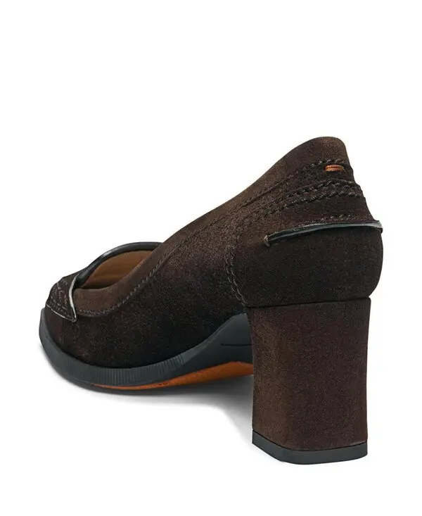 Santoni Suede Mid-heel Loafer Pumps