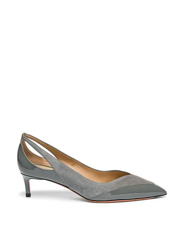 Santoni Leather Mid-heel Pumps - Grey