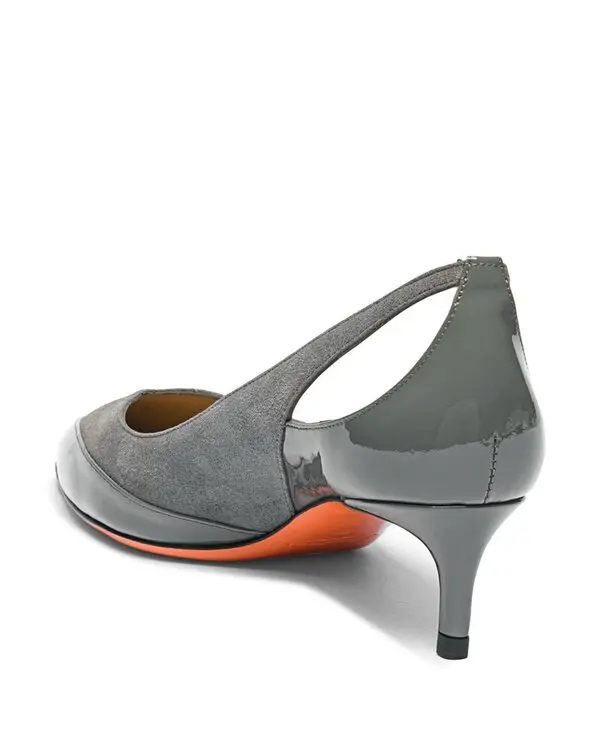 Santoni Leather Mid-heel Pumps - Grey