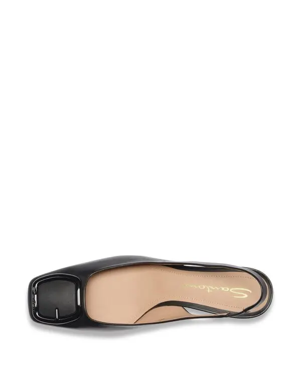 Santoni Leather Mid-heel Slingbacks - Black