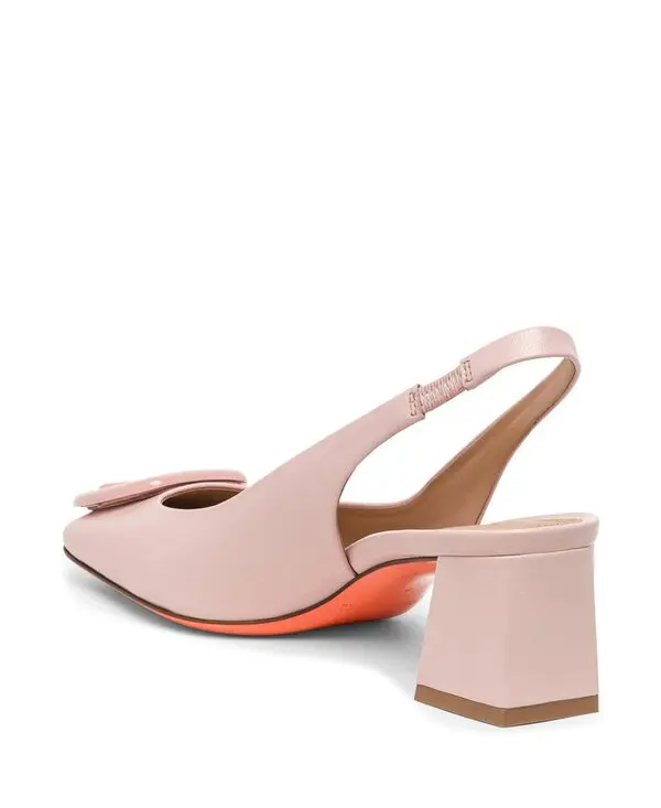 Santoni Leather Mid-heel Slingbacks - Pink