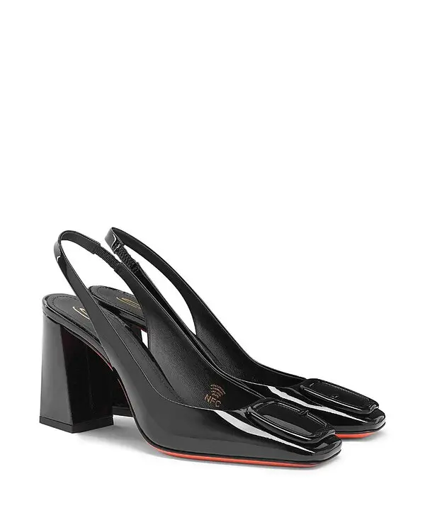 Santoni Patent Leather High-heel Slingback Pumps