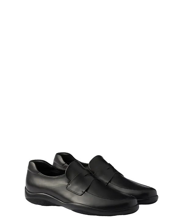 Prada Toblach Leather Loafers - Black