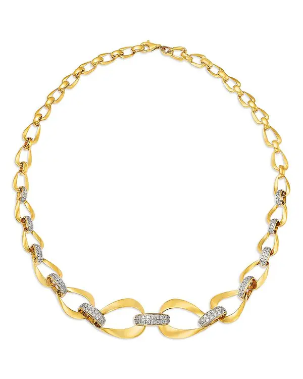 Bloomingdale'S 14k Diamond Link Necklace - Yellow Gold