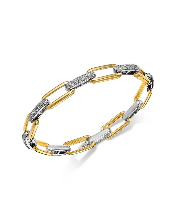 Bloomingdale'S Diamond Link Chain Bracelet In 14k Two Tone Gold - White/gold