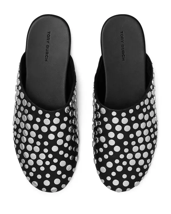 Tory Burch Studded Mule Flats - Perfect Black