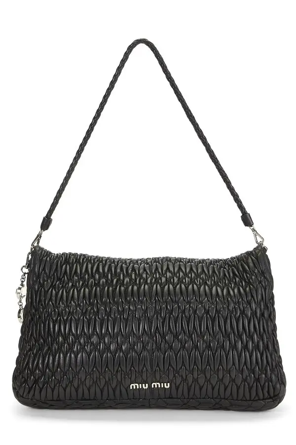 Miu Miu Nappa Crystal Flap Shoulder Bag - Black