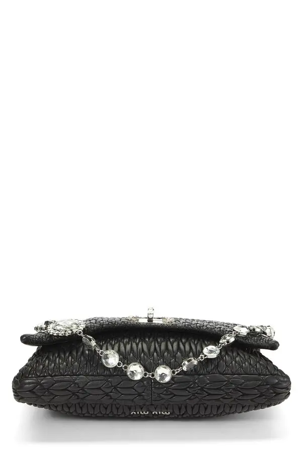 Miu Miu Nappa Crystal Flap Shoulder Bag - Black