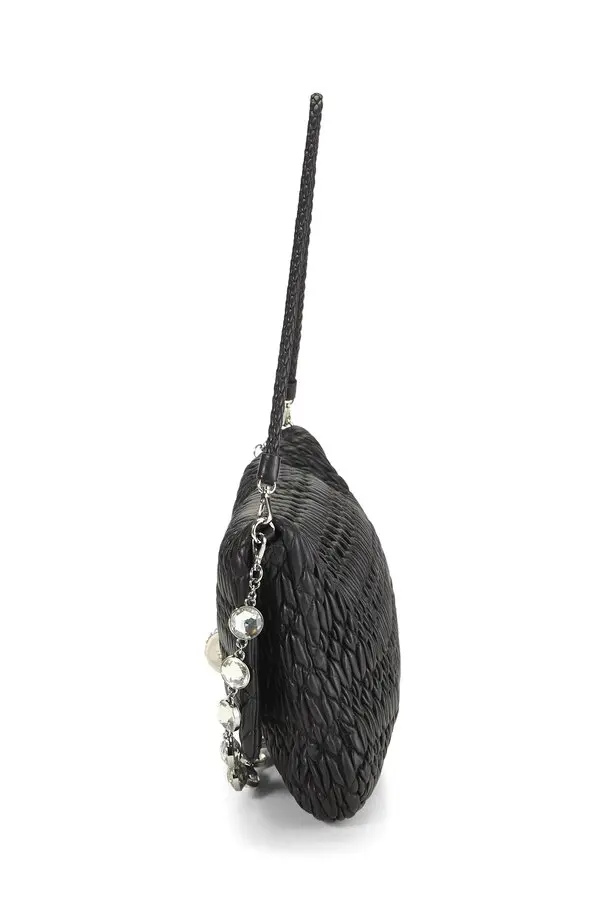 Miu Miu Nappa Crystal Flap Shoulder Bag - Black