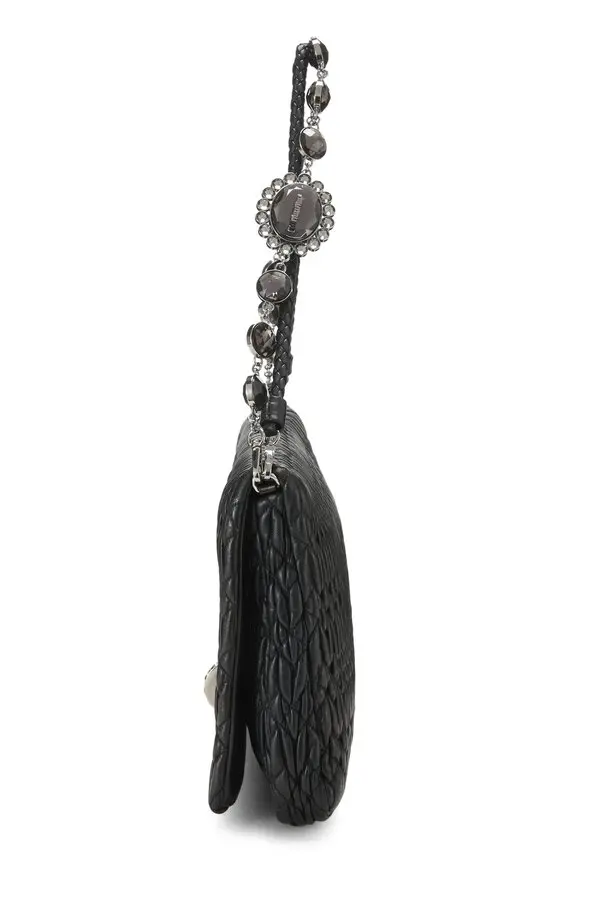 Miu Miu Nappa Crystal Flap Shoulder Bag - Black