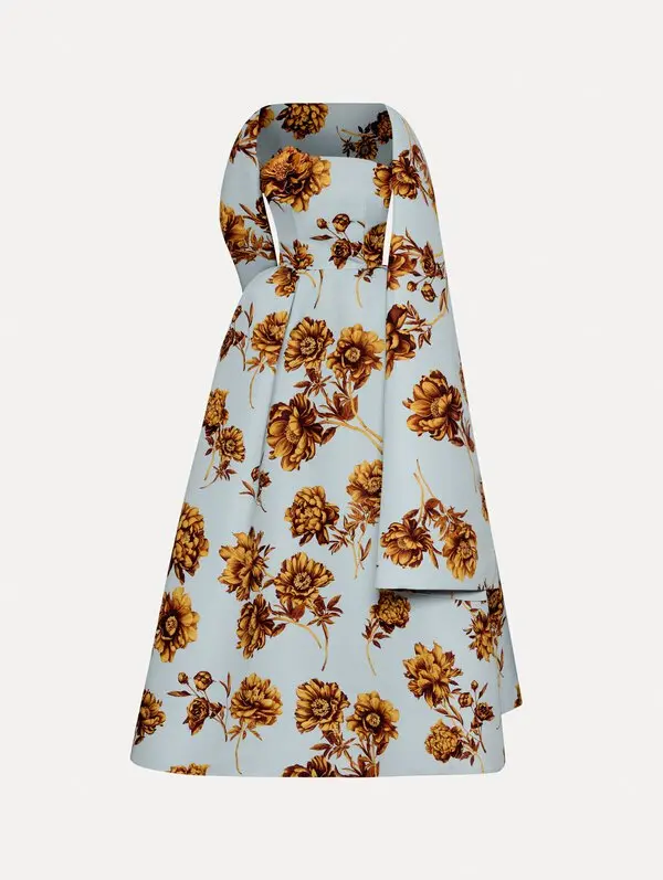 Oscar De La Renta Peony Gown & Shawl - Multi