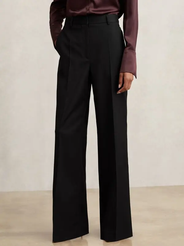 REISS Haisley Petite Wool-blend Wide-leg Suit Trousers - Black