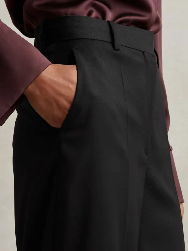 REISS Haisley Petite Wool-blend Wide-leg Suit Trousers - Black