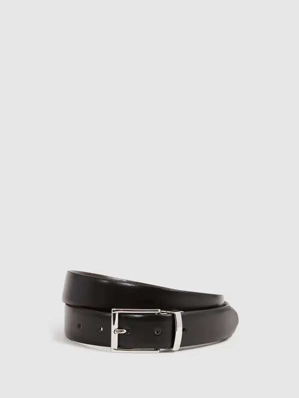 REISS Ricky Reversible Leather Belt - Black/dark Brown