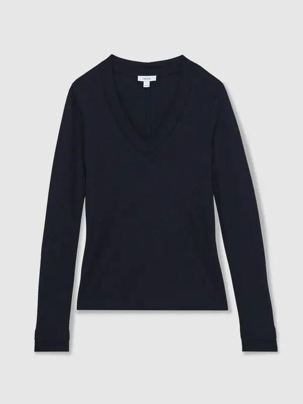 REISS Brady Jersey V-neck Top