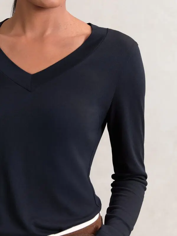 REISS Brady Jersey V-neck Top