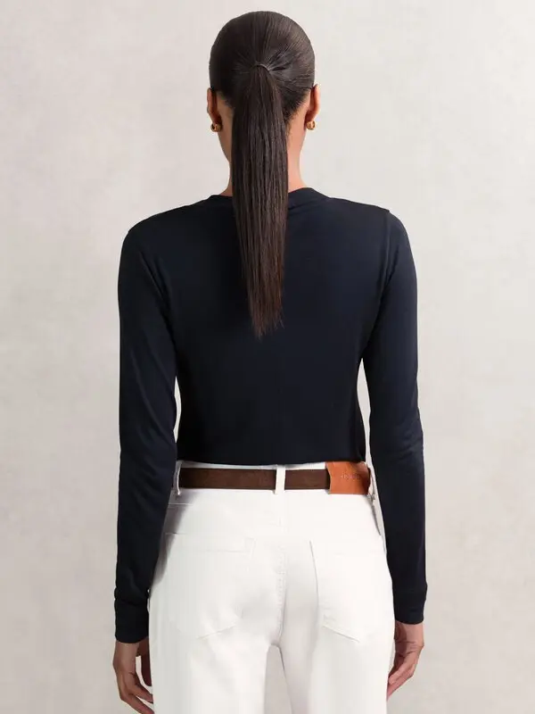 REISS Brady Jersey V-neck Top