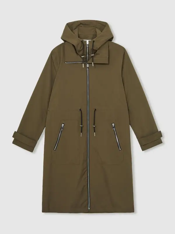 REISS Petite Removable-hood Parka Rain Coat