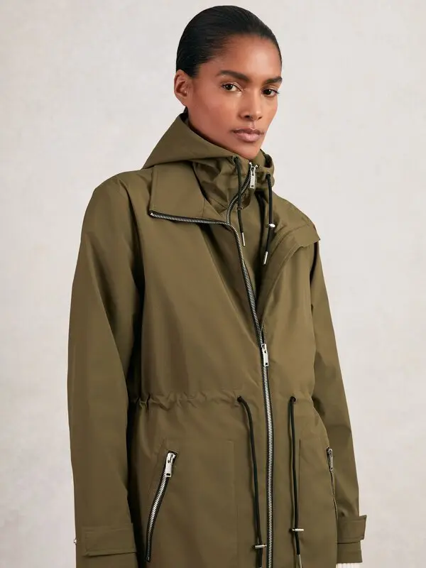 REISS Petite Removable-hood Parka Rain Coat