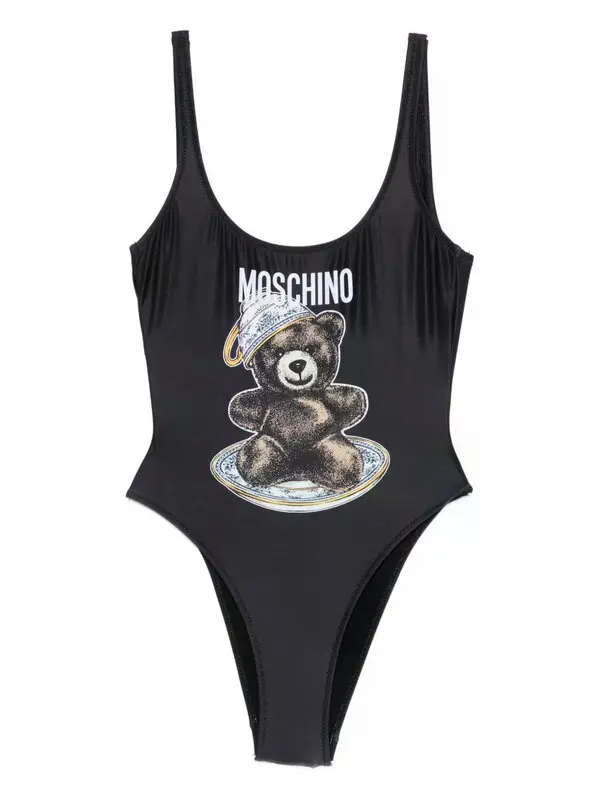 Moschino Teddy-print Swimsuit - Black