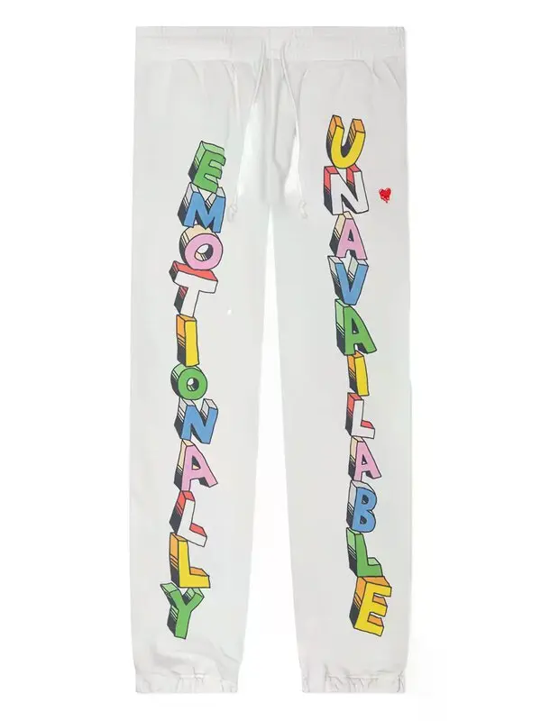 EMOTIONALLY UNAVAILABLE Wordplay Sweatpants - White