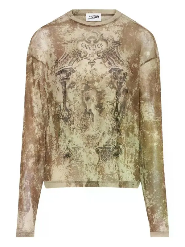 JEAN PAUL GAULTIER Medallion Print Long-sleeved T-shirt - Neutrals