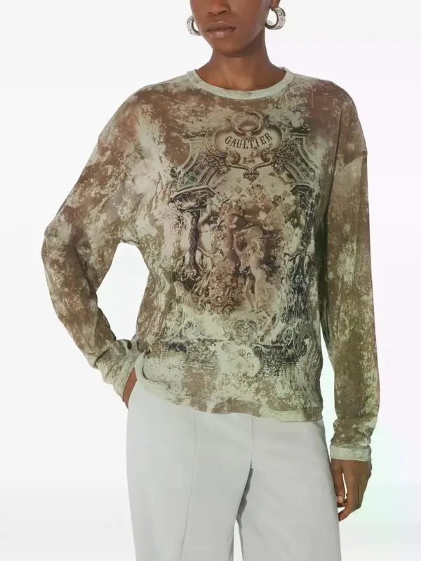 JEAN PAUL GAULTIER Medallion Print Long-sleeved T-shirt - Neutrals