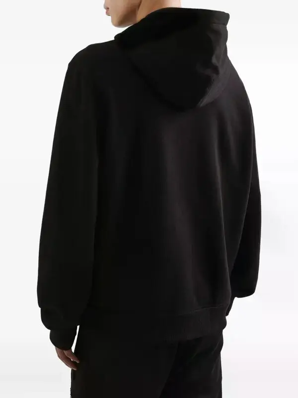 Dolce & Gabbana Logo Appliqué Zip-up Sweater - Black