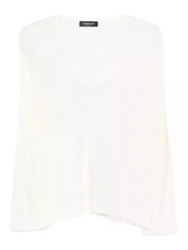 Fabiana Filippi V-neck Long-sleeve T-shirt - Neutrals
