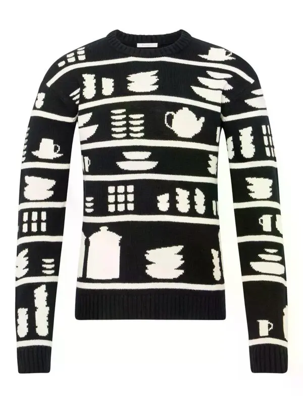 JW Anderson Tableware-pattern Crew-neck Sweater - Black