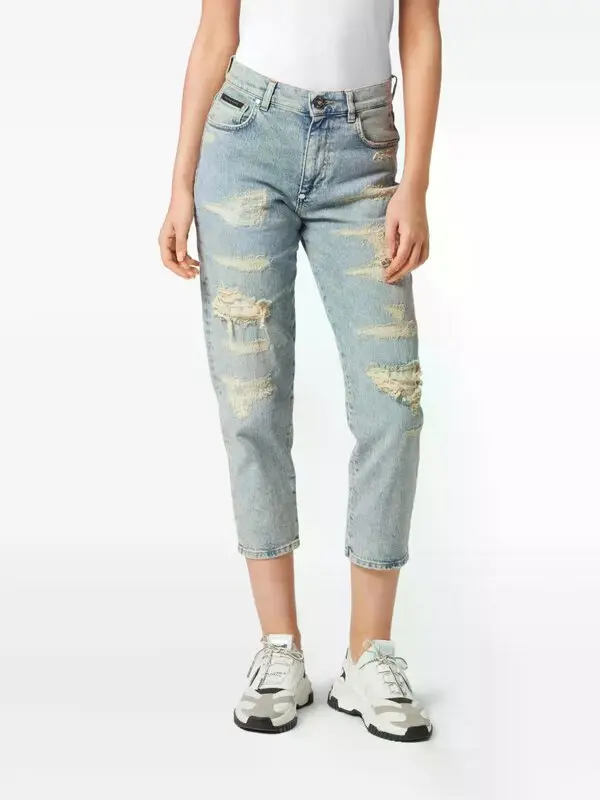 Philipp Plein Ripped Cropped Jeans