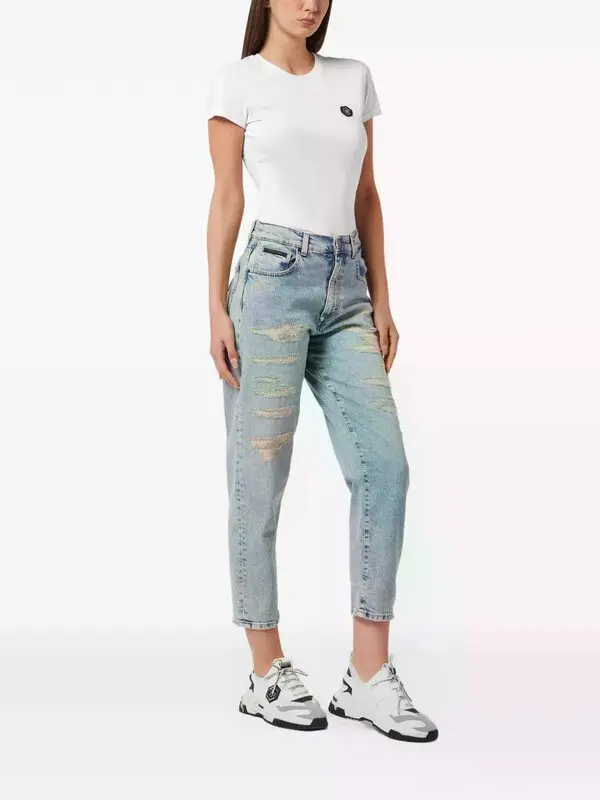 Philipp Plein Ripped Cropped Jeans - Blue