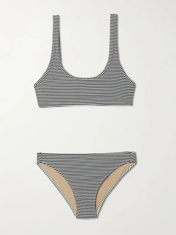 LIDO Ottantuno Striped Ribbed Bikini - Black