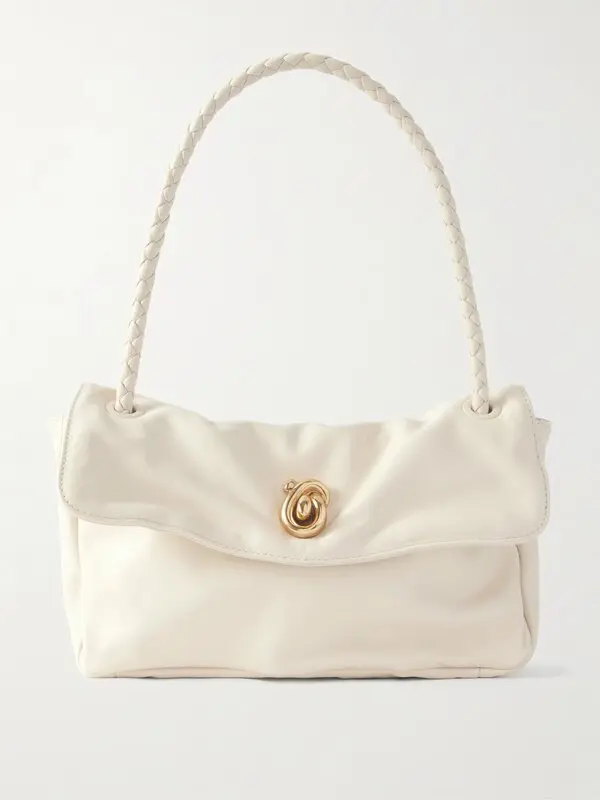 Bottega Veneta Madison Medium Intrecciato-trimmed Leather Shoulder Bag - Neutrals