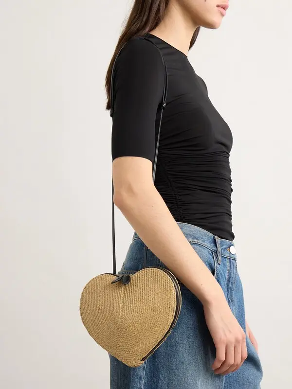 Alaïa Le Coeur Raffia Shoulder Bag - Neutrals