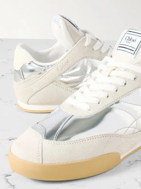 Chloé Kick Suede And Metallic Leather Sneakers