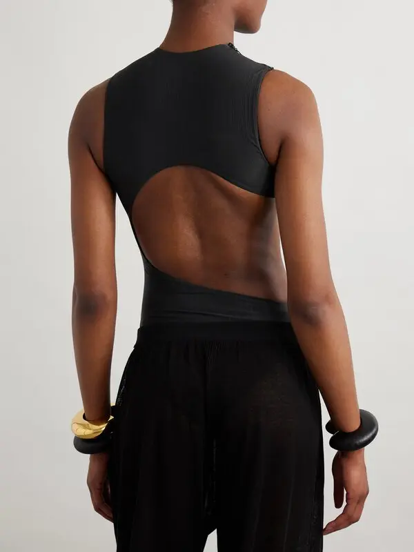 Alaïa Ribbed Cutout Swimsuit - Black