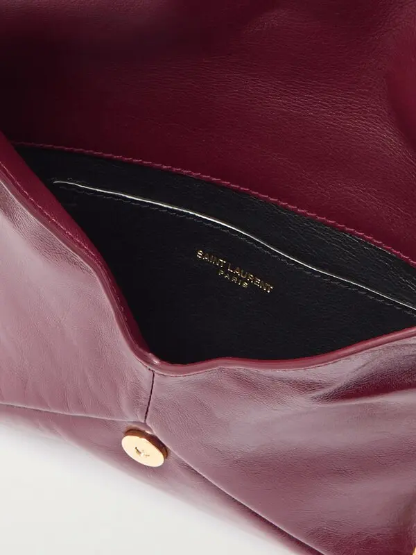 Saint Laurent Cassandre Large Glossed-leather Clutch - Red