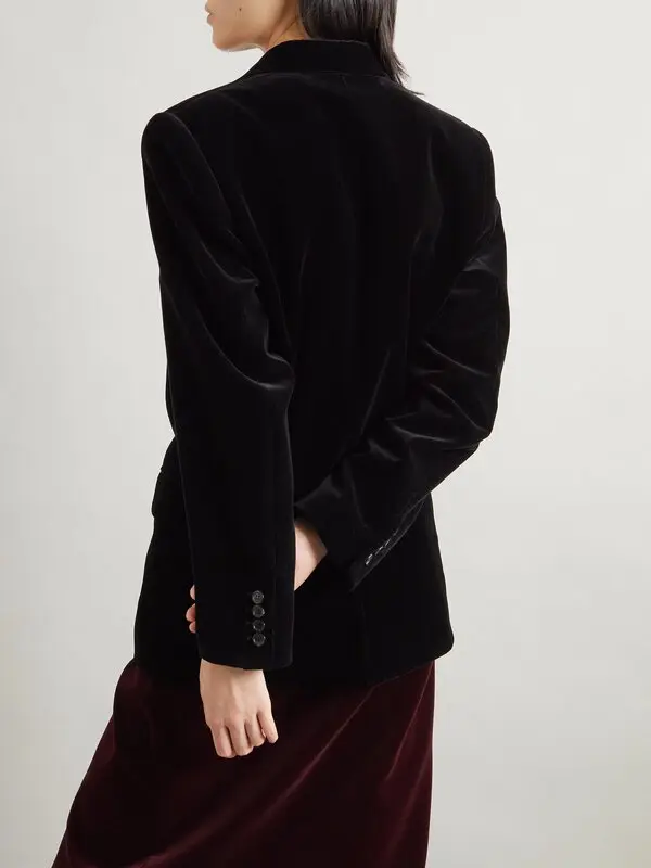 Saint Laurent Double-breasted Velour Blazer