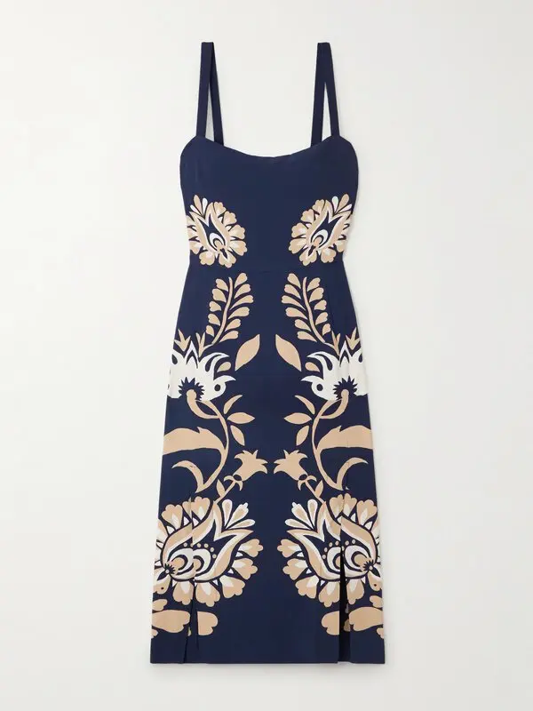 La DoubleJ Floral-print Crepe Midi Dress