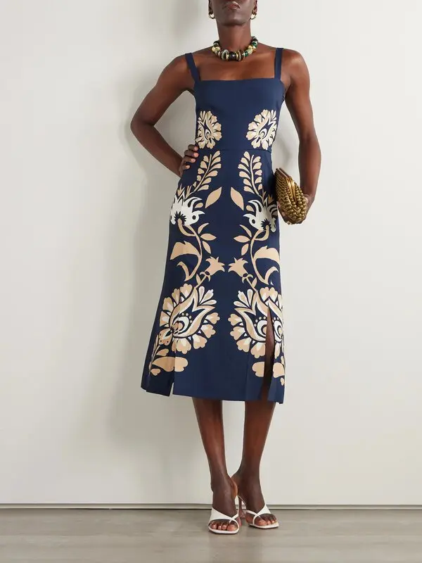 La DoubleJ Floral-print Crepe Midi Dress