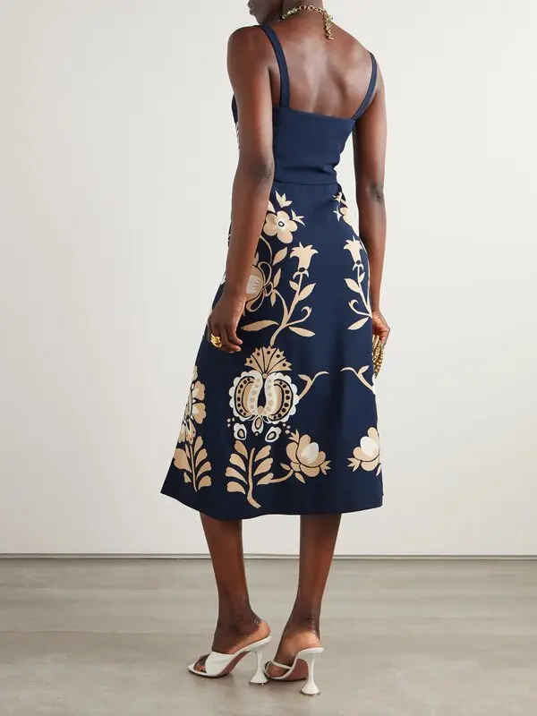 La DoubleJ Floral-print Crepe Midi Dress