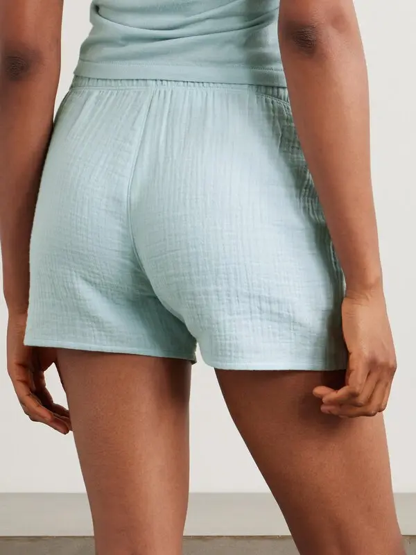 Eterne Jude Embellished Cotton-gauze Shorts - Blue
